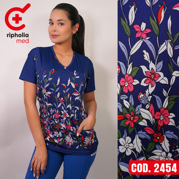Delantal Elasticado Estampado Azul Rey – Mundo Clinico Acuarela